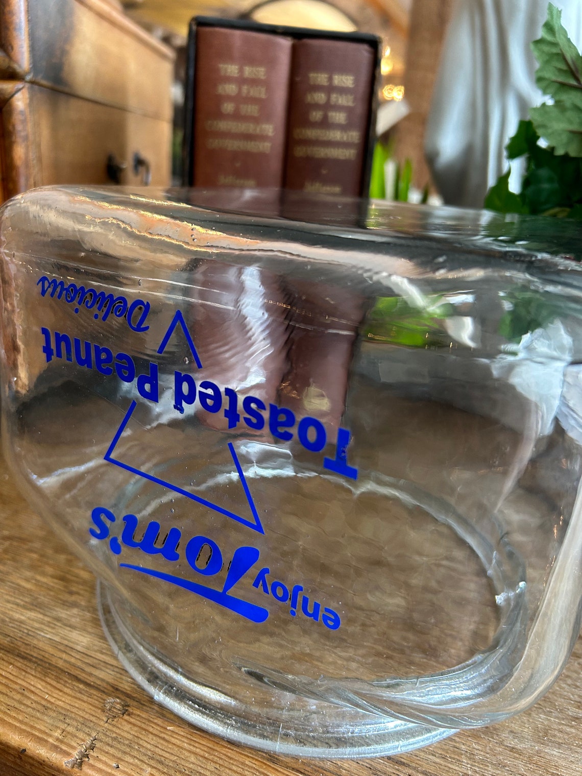 Toms Peanut Counter Jar With Lid Blue Letters Country Store Display ...