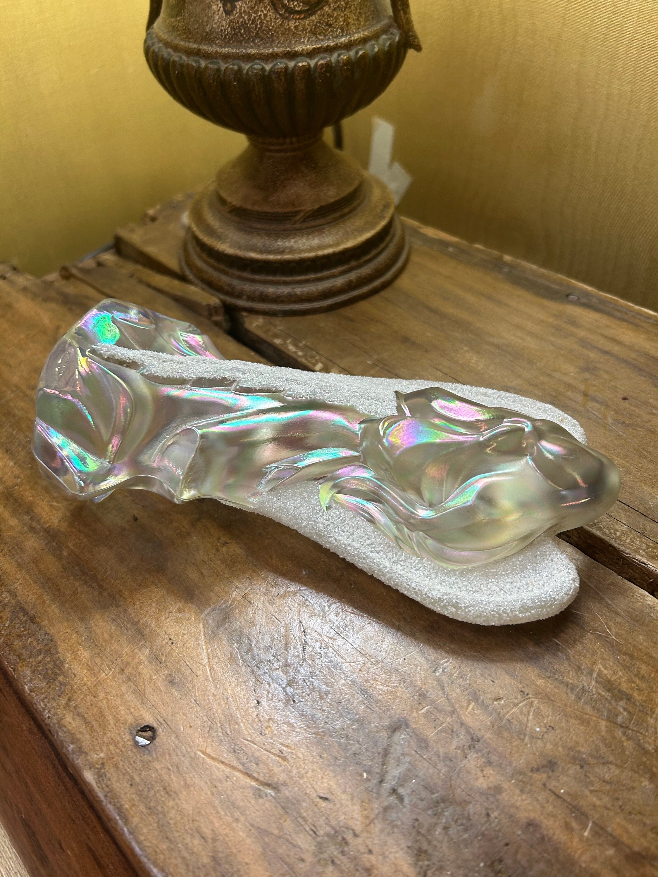 Vintage Fenton White Opalescent Satin Carnival Glass Angel. Iridescent ...