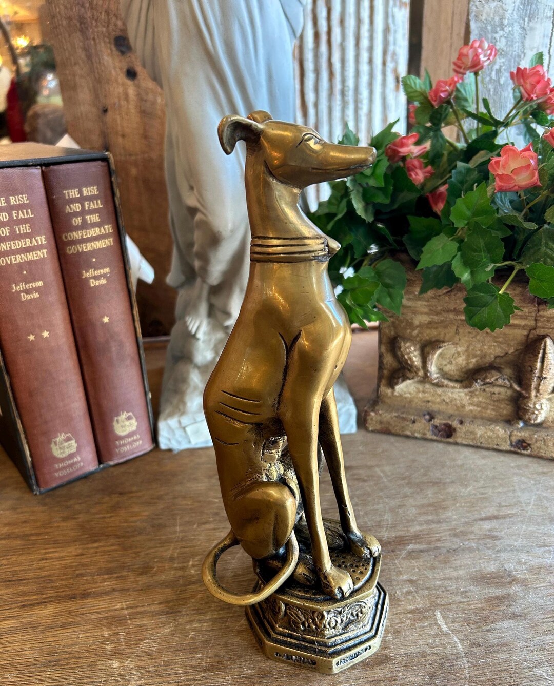 Vintage Brass Greyhound Statue. Vintage Geryhound Dog Brass Statue. 10. ...