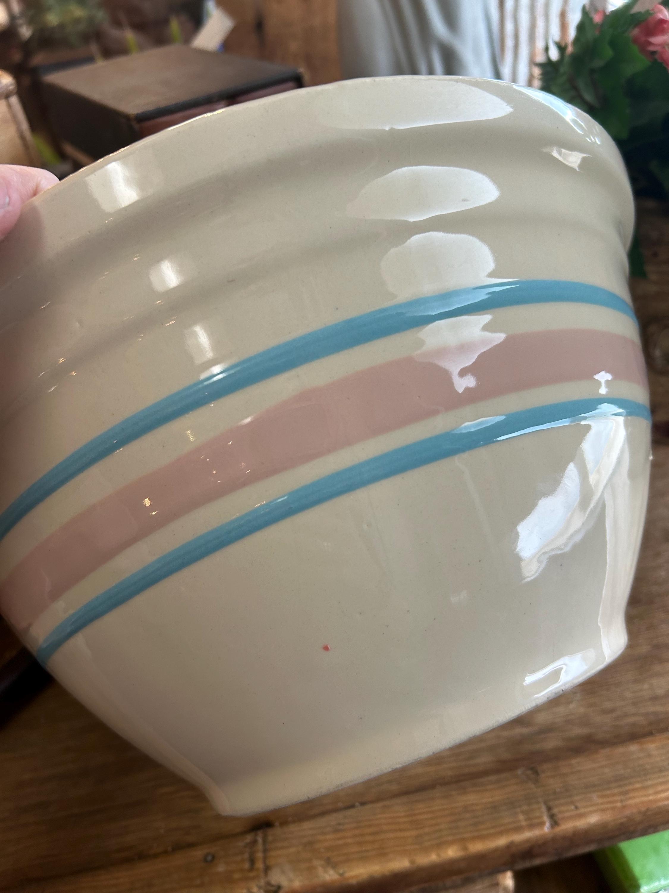 Vintage Ovenware 12 Mixing Bowl. Vintage Yellow Ware. Teal Blue ...