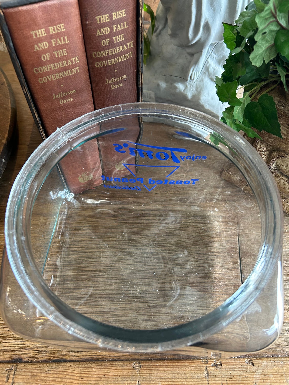 Toms Peanut Counter Jar With Lid Blue Letters Country Store Display ...