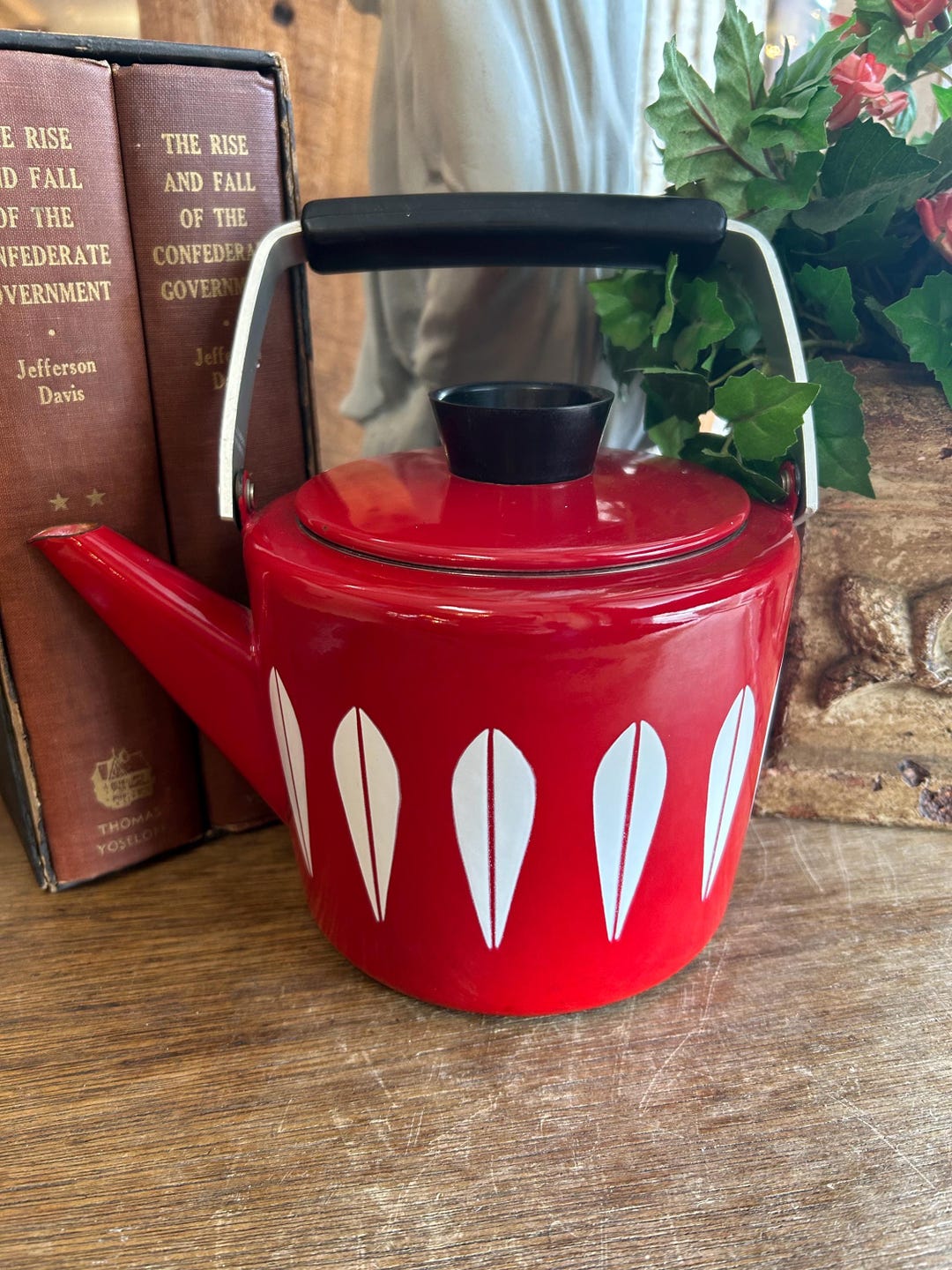 Vintage Rare MCM Red Lotus Enamel Teapot/kettle. Cathrineholm Lotus Tea ...