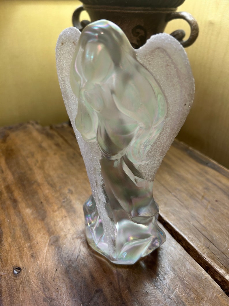 Vintage Fenton White Opalescent Satin Carnival Glass Angel. Iridescent ...