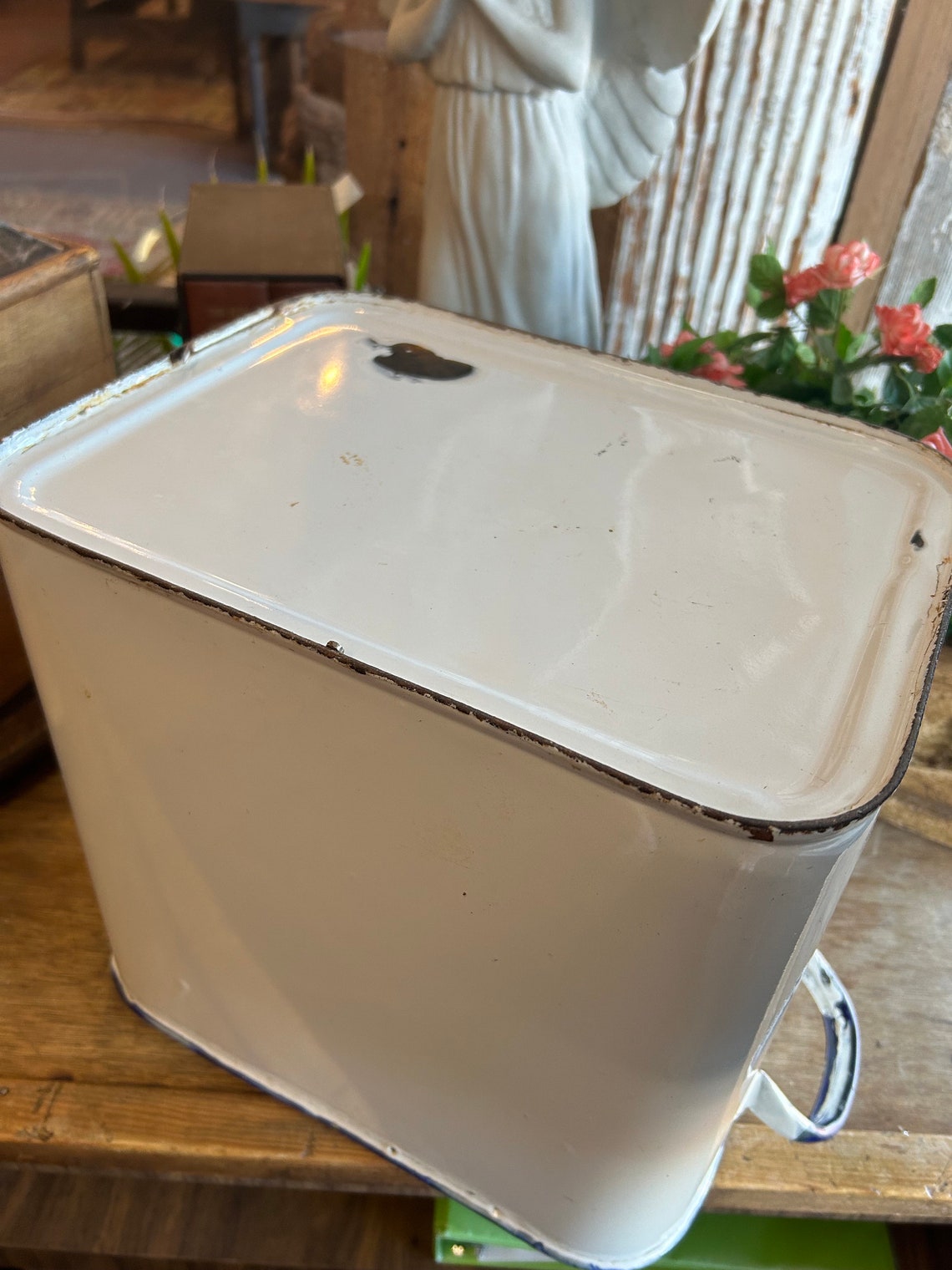 Vintage Bread Box. Vintage Enamel Bread Box. Large Enamel Bread Box ...