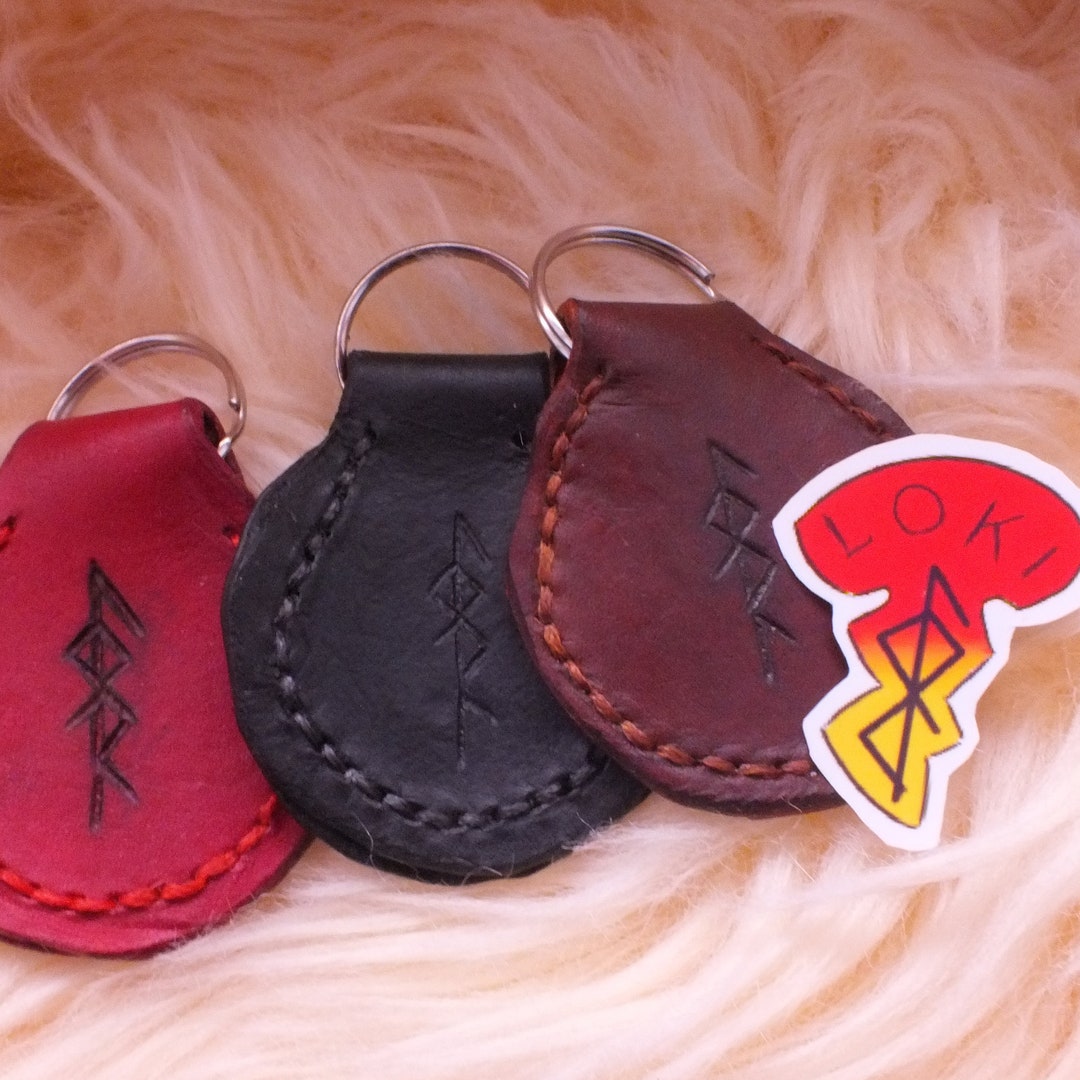 Loki Norse God Leather Bindrune Keyring Norse Pagan Runes - Etsy