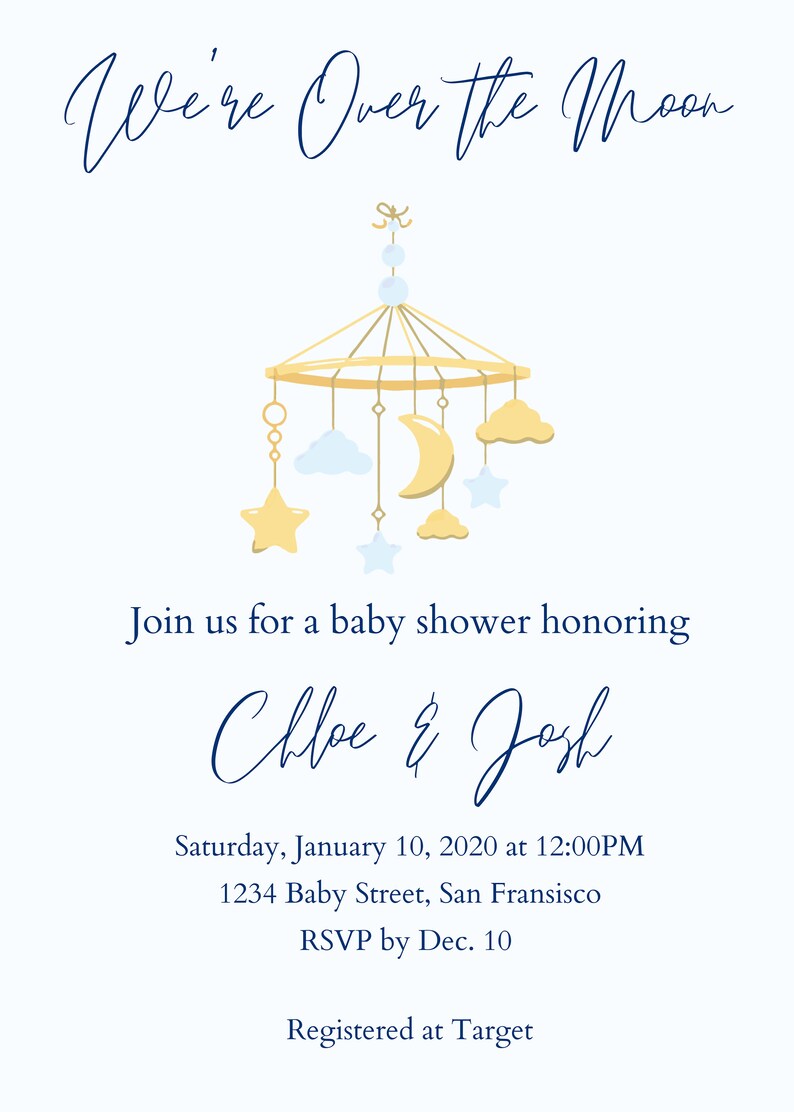 Over the Moon Baby Shower Invitation | Over the Moon Theme | Baby ...