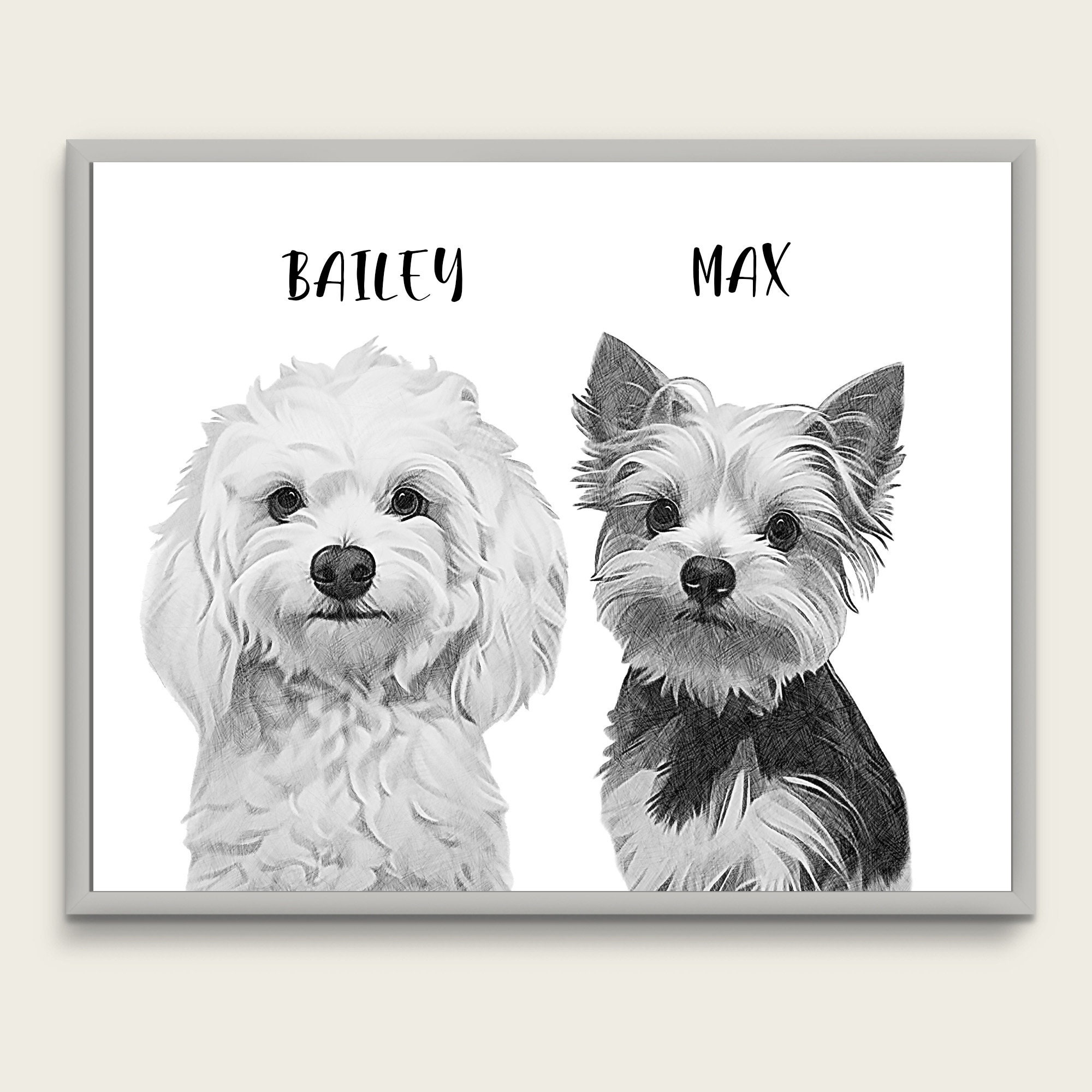 Custom Pet Sketches Memorial Drawings of Your Dog Sketches From Photos ...