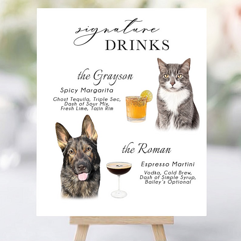 Signature Cocktails for Wedding Drink Menu Wedding Cocktail - Etsy