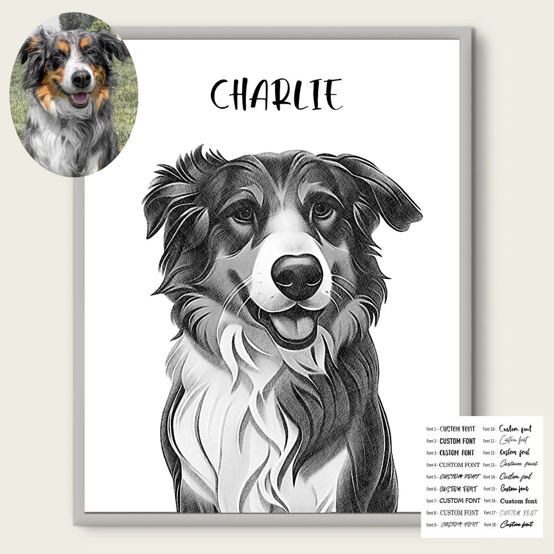 Custom Pet Sketches Memorial Drawings of Your Dog Sketches From Photos ...