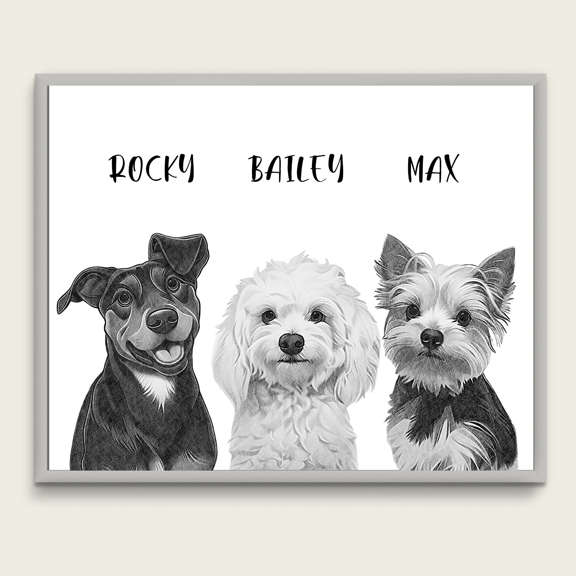 Custom Pet Sketches Memorial Drawings of Your Dog Sketches From Photos ...