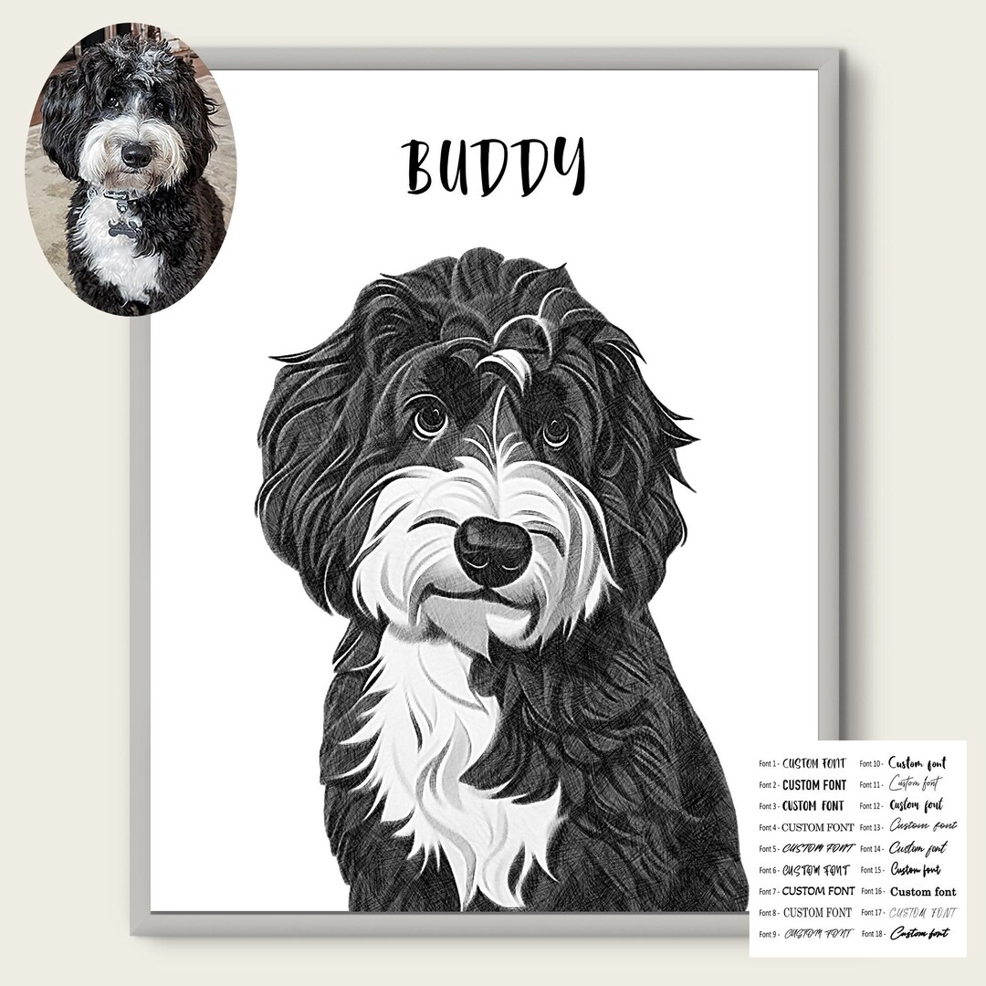Custom Dog Sketch From Photo Hand Drawn Digital Custom Pet Portrait ...