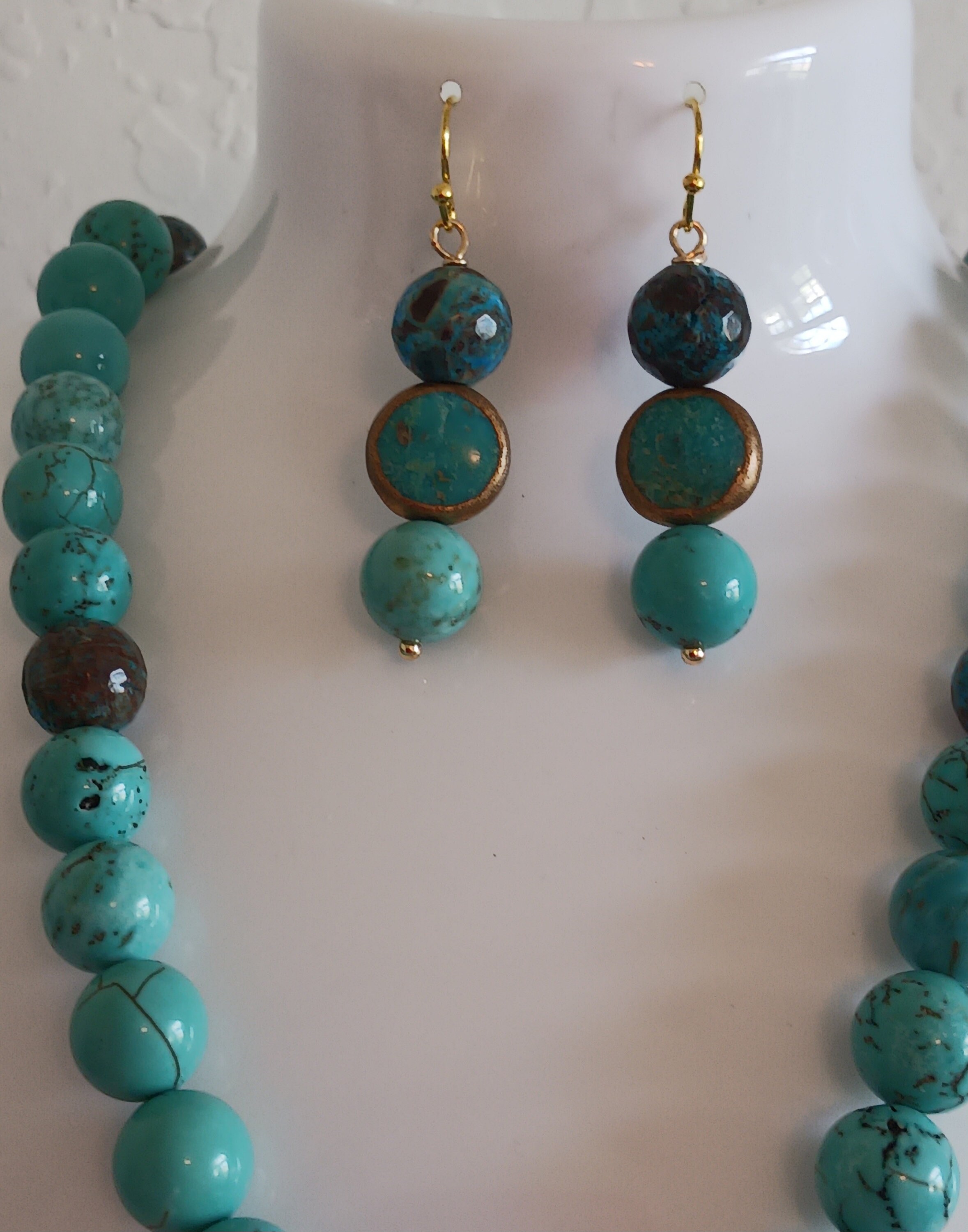Ocean Blue Impression Jasper and Pyrite Free-form Pendant Turquoise ...