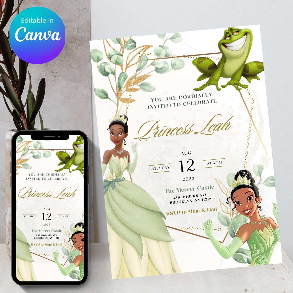 Princess & the Frog Birthday Invitation | Editable | Birthday ...