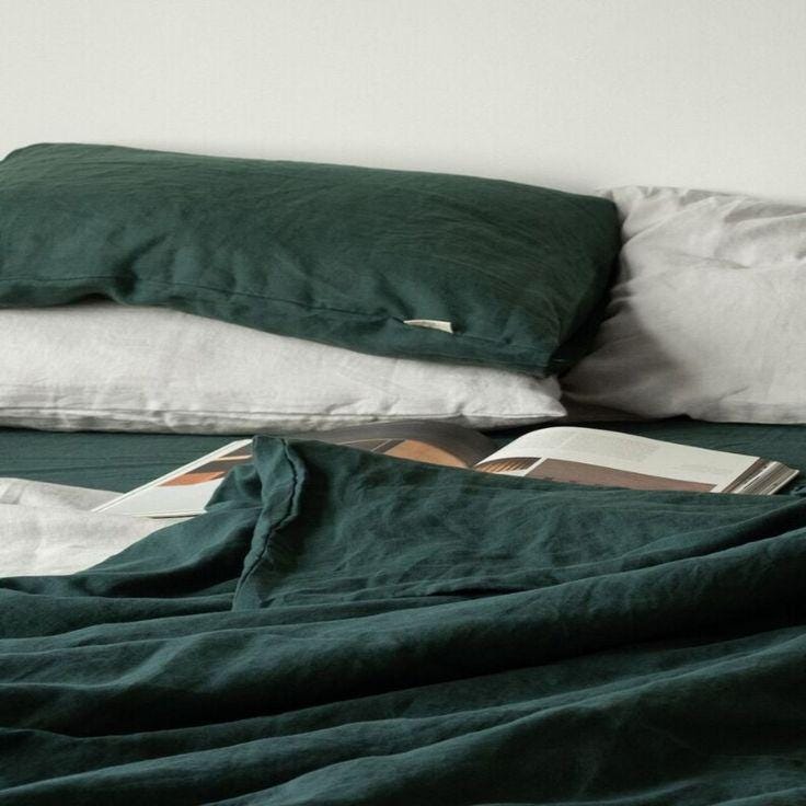 LINEN Forest Green Sheet Set. Premium 100% Organic Dark Green One ...