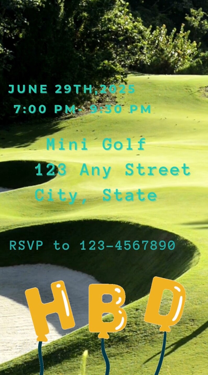 Golf Birthday Party Digital Invitation, Retirement Mobile Invite ...