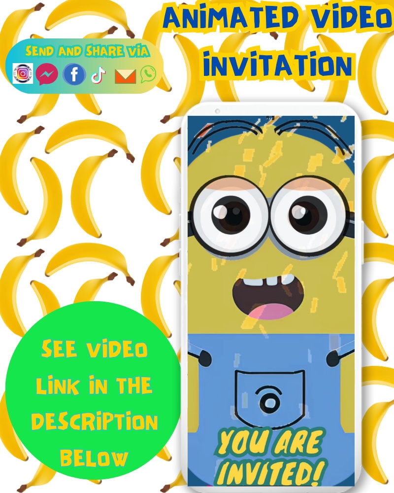 Minions Madness Birthday Digital Invitation, Minions Party Mobile ...