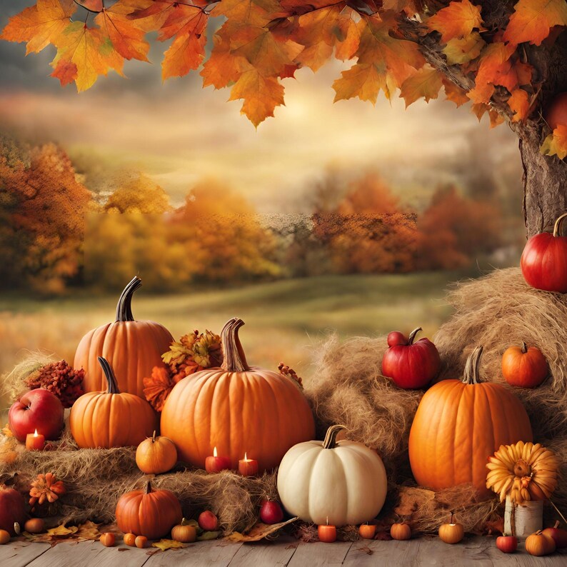 Thanksgiving Fall Digital Studio Backdrop, Fall Digital Background ...