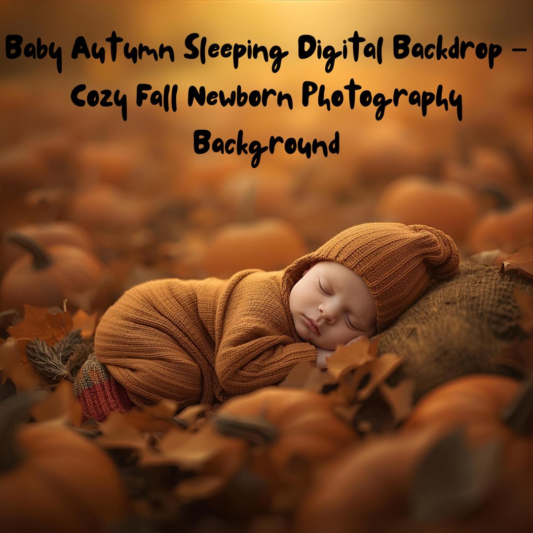 Baby Autumn Sleeping Digital Backdrop, Cozy Fall Newborn Photography ...