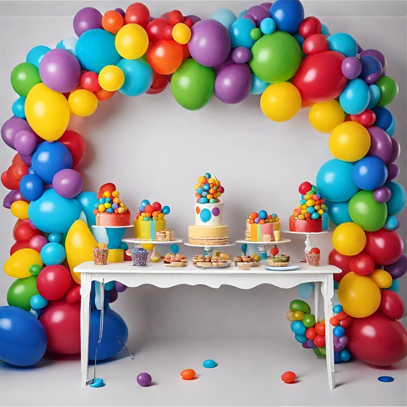 Colorful Birthday Backdrop, Children Birthday Party Backdrop, Birthday ...