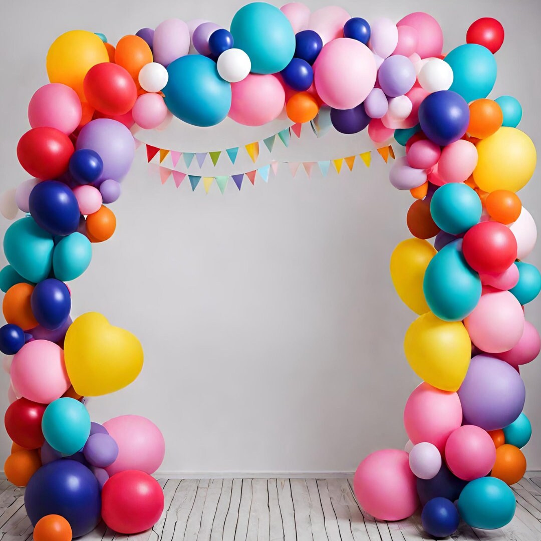 Colorful Birthday Backdrop, Children Birthday Party Backdrop, Birthday ...
