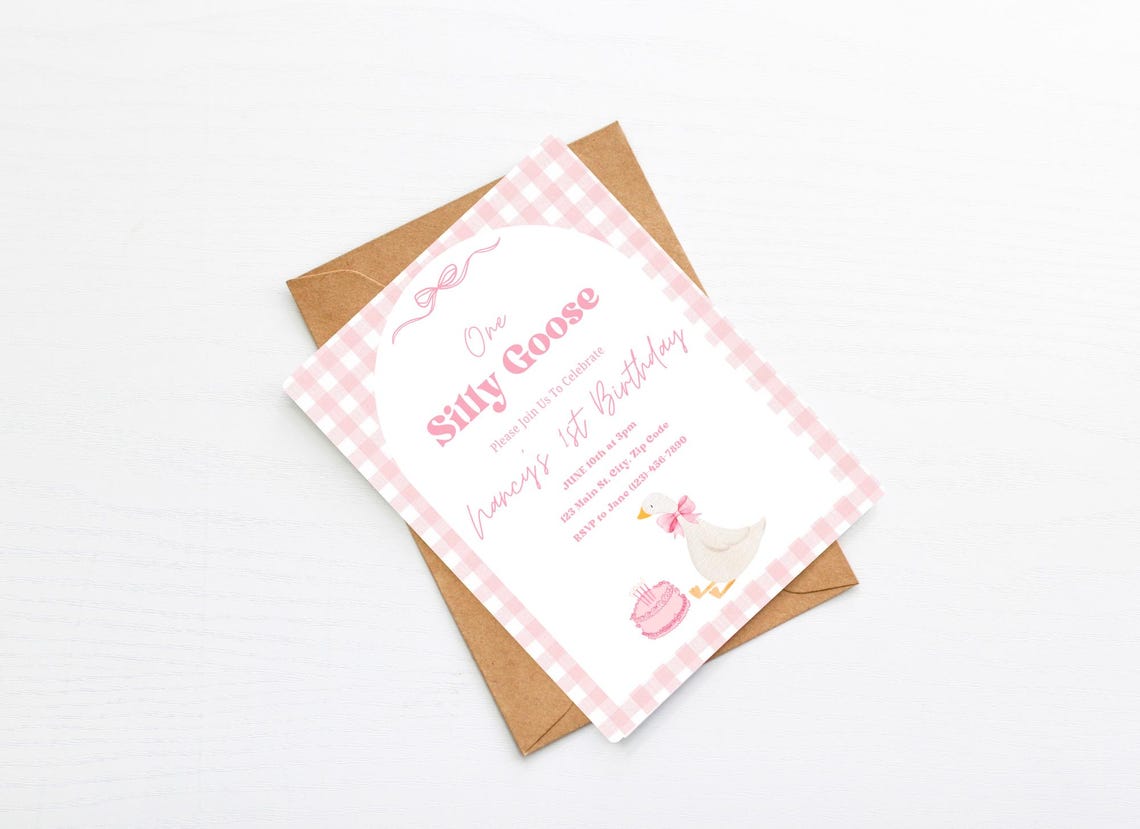 Silly Goose Themed Birthday Party Invitation, Girl Birthday Party ...