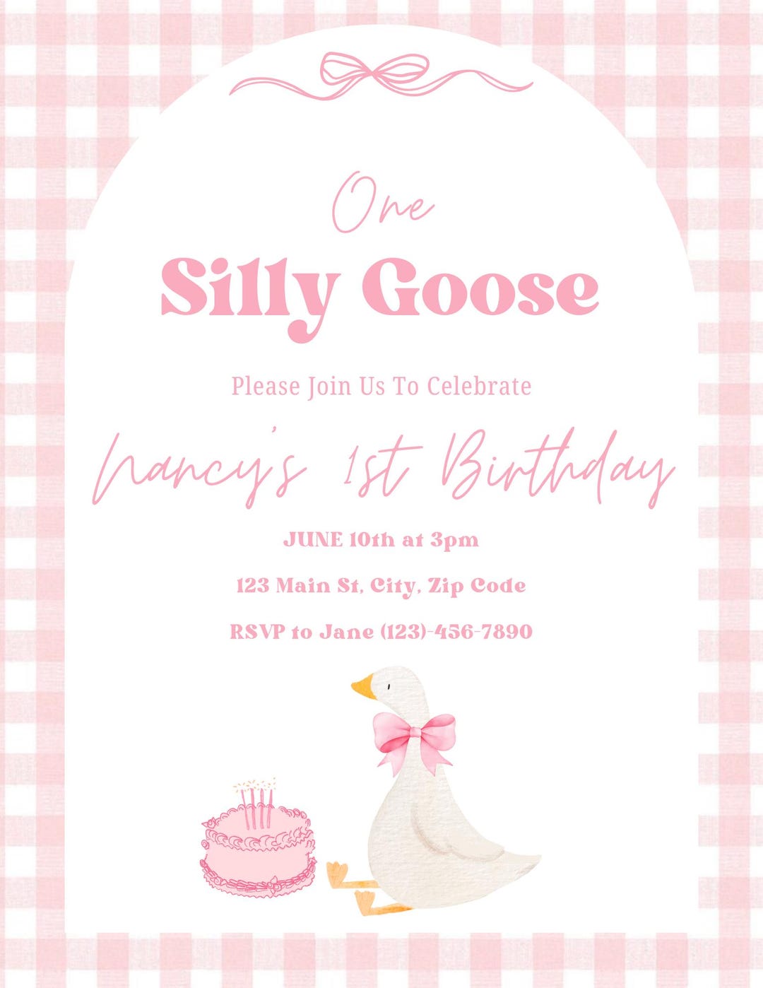 Silly Goose Themed Birthday Party Invitation, Girl Birthday Party ...