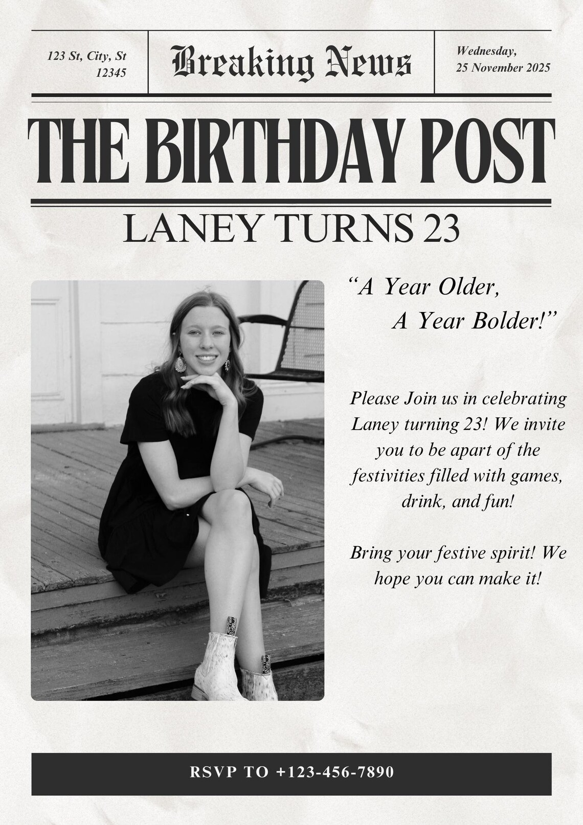 Newspaper Birthday Invitation, Vintage Newspaper, Birthday Invitation ...