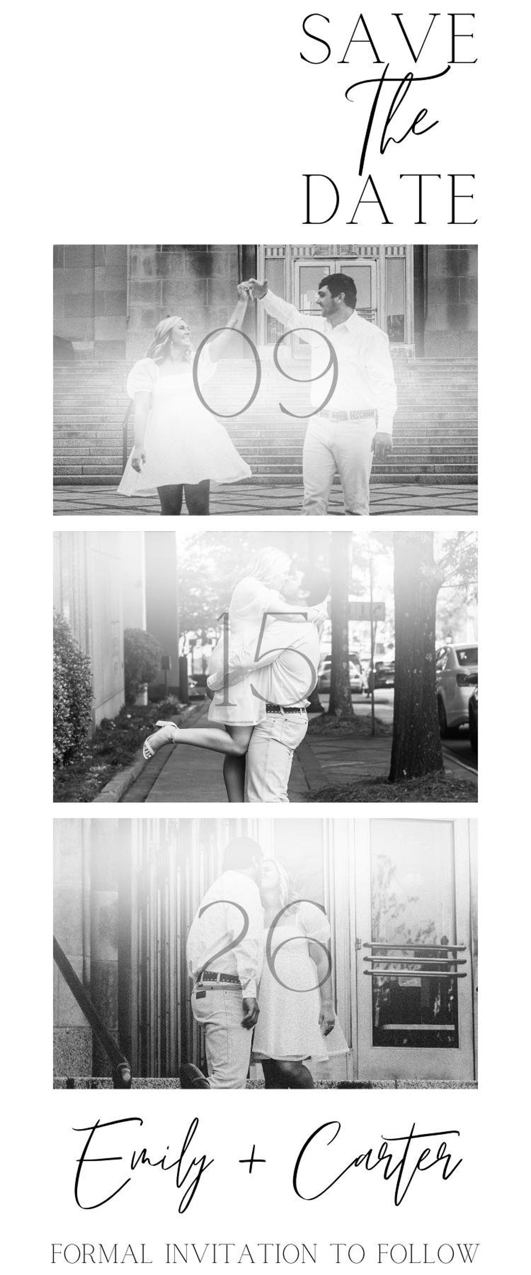 Photo Strip Save the Date Invitations With Date Overlay, Canva Editable ...