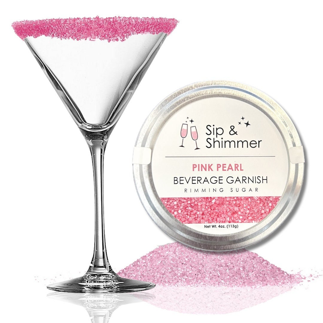 Sip & Shimmer Pink Sugar for Glass Rimming, Sugar Beverage Garnish for ...