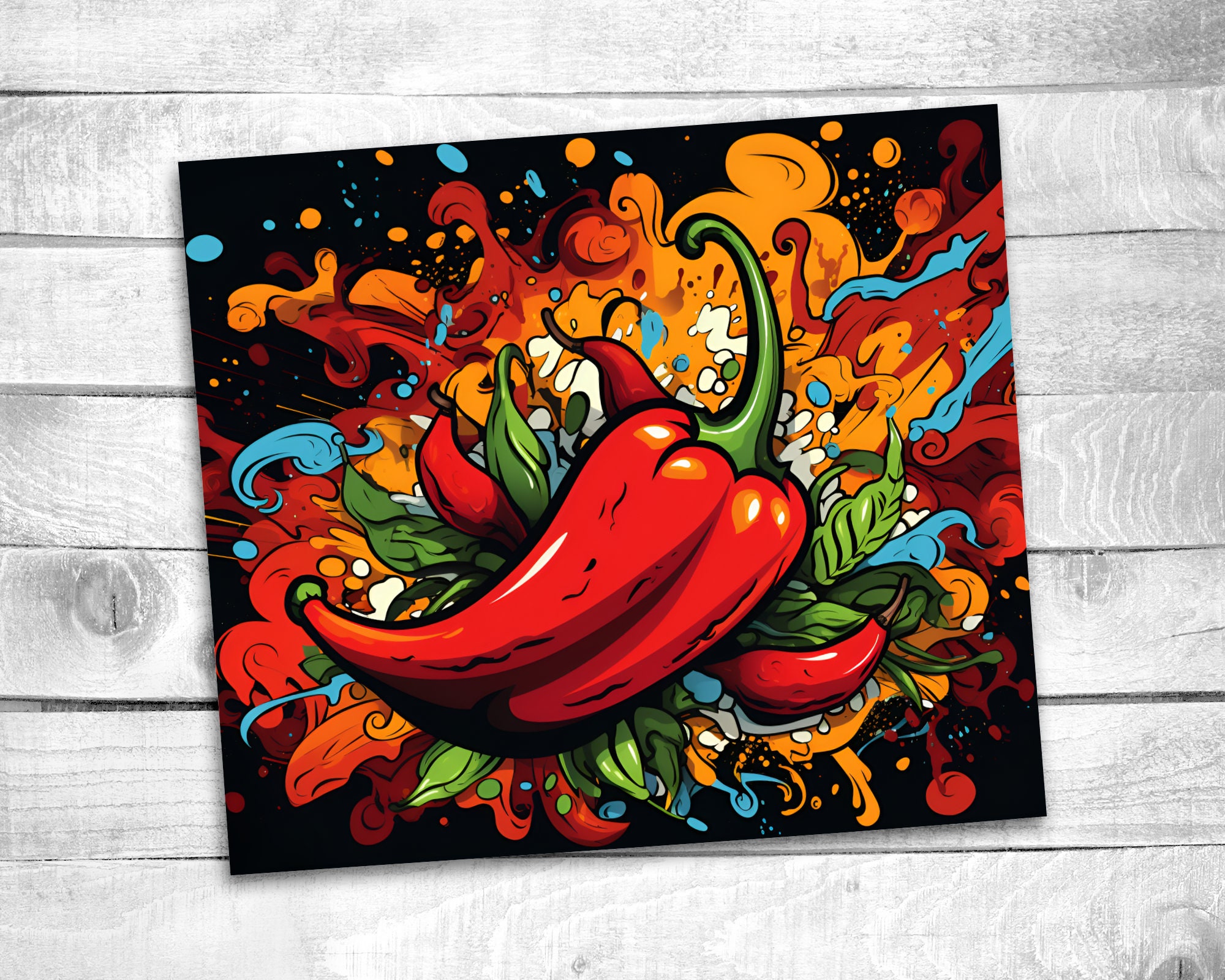 Graffiti Chili Pepper 20 Oz Skinny Tumbler Sublimation Design, Straight ...