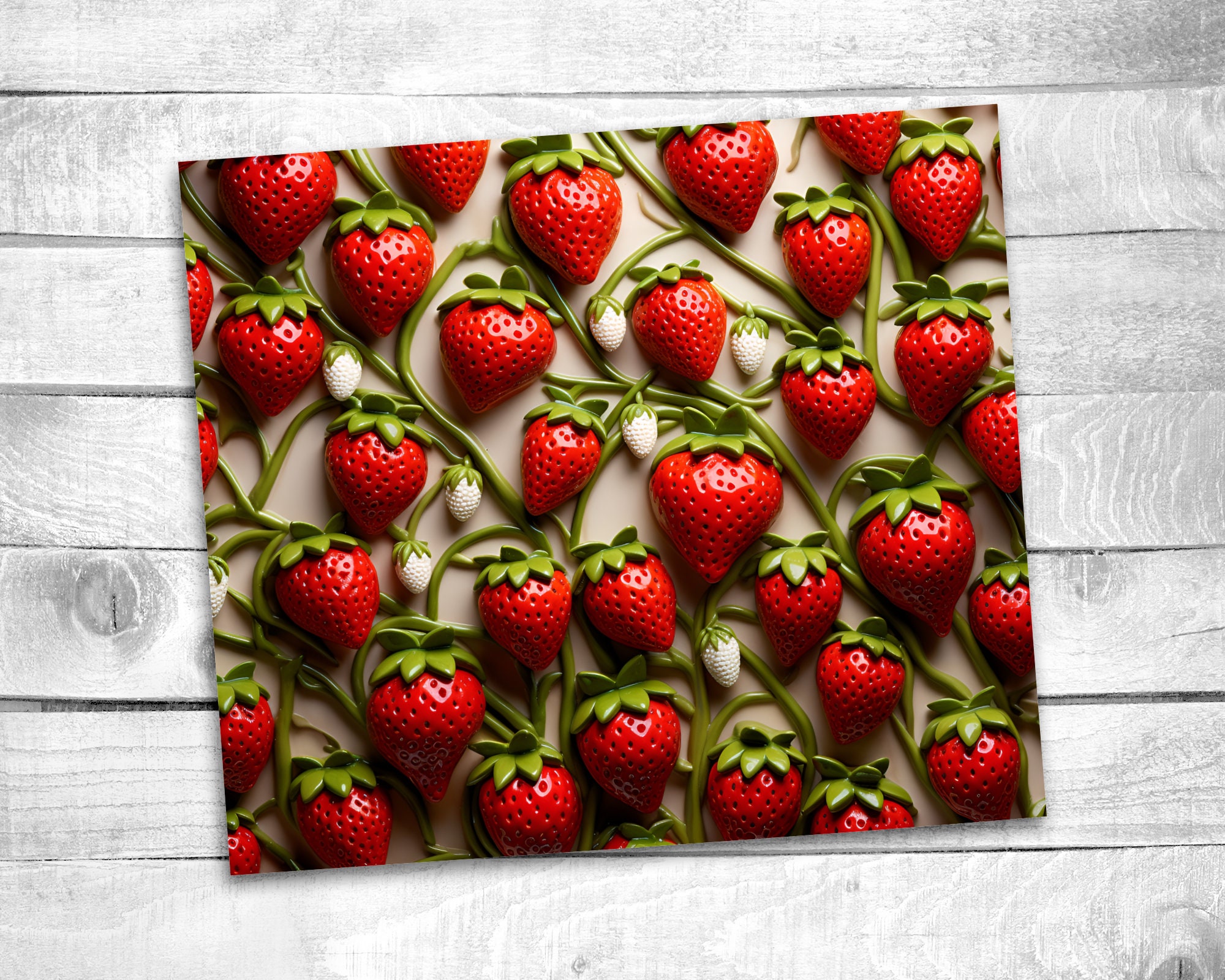 3D Strawberry 20 Oz Skinny Tumbler Sublimation Design, Straight Tumbler ...