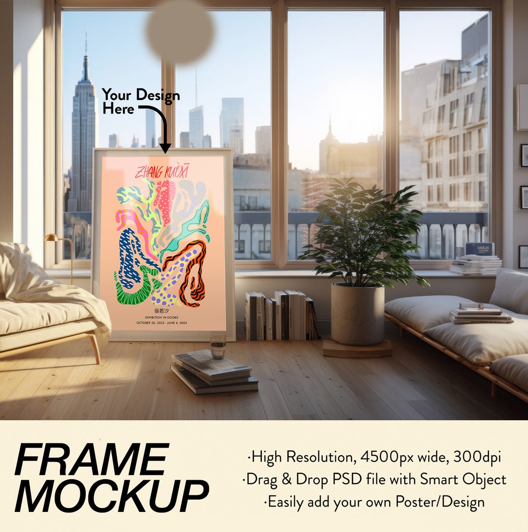 Modern Digital Poster Mockup, Digital Art Print, Boho Minimalist ...