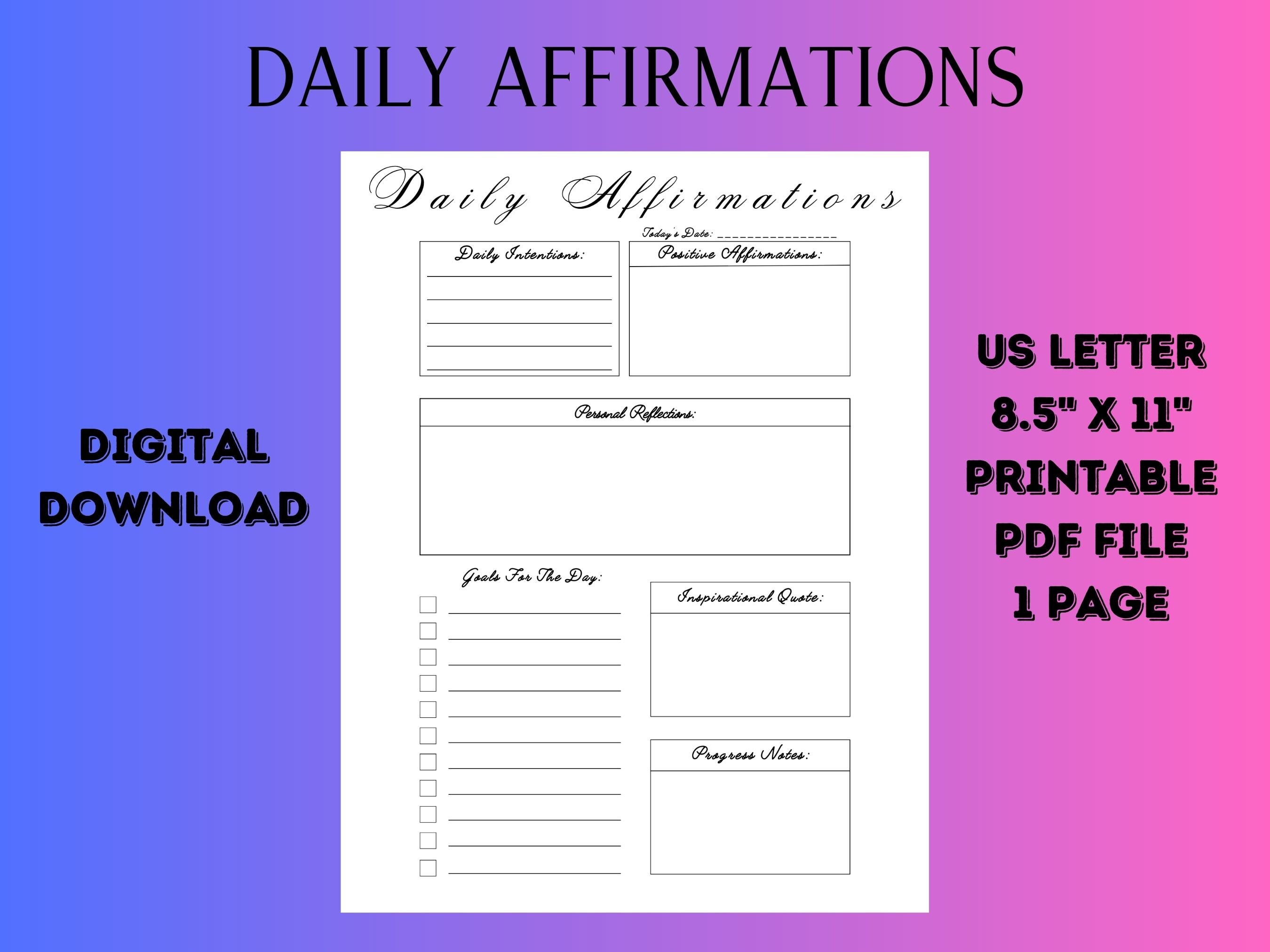 Daily Affirmations, Self Care Form, Mental Wellness, Self Love ...