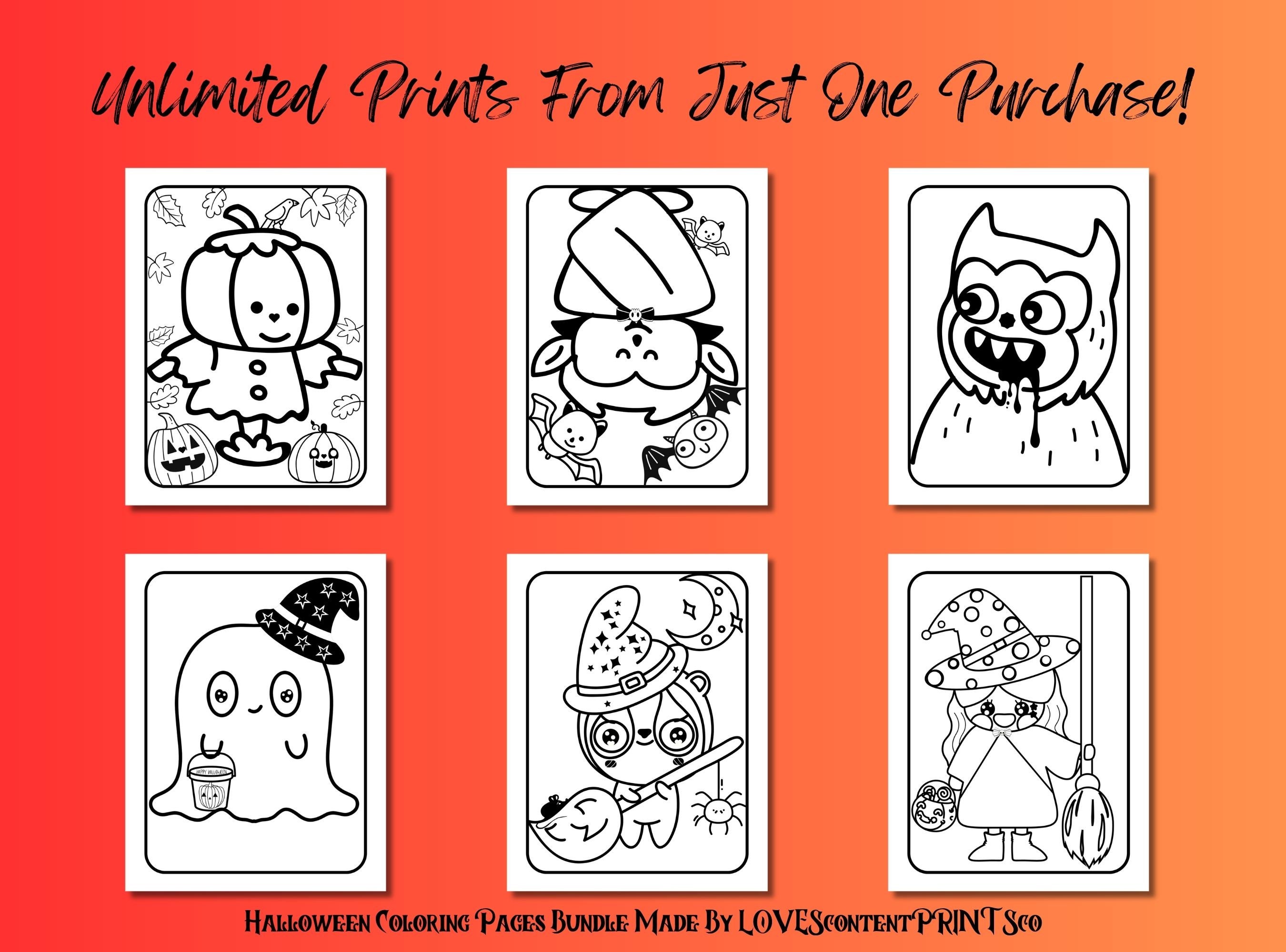 Halloween Coloring Pages Bundle, All Age, Fun Collection, Artistic ...