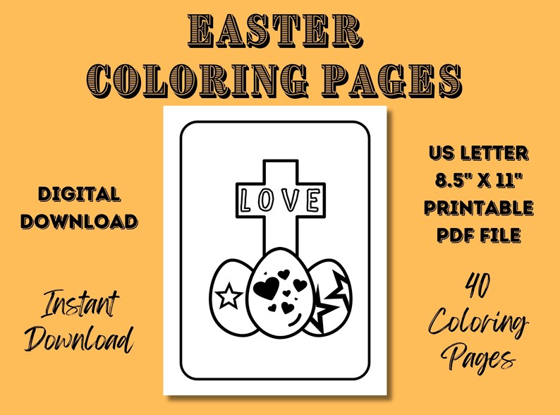 Religious Easter Coloring Pages, 40 Page Printable Art (PDF Download ...
