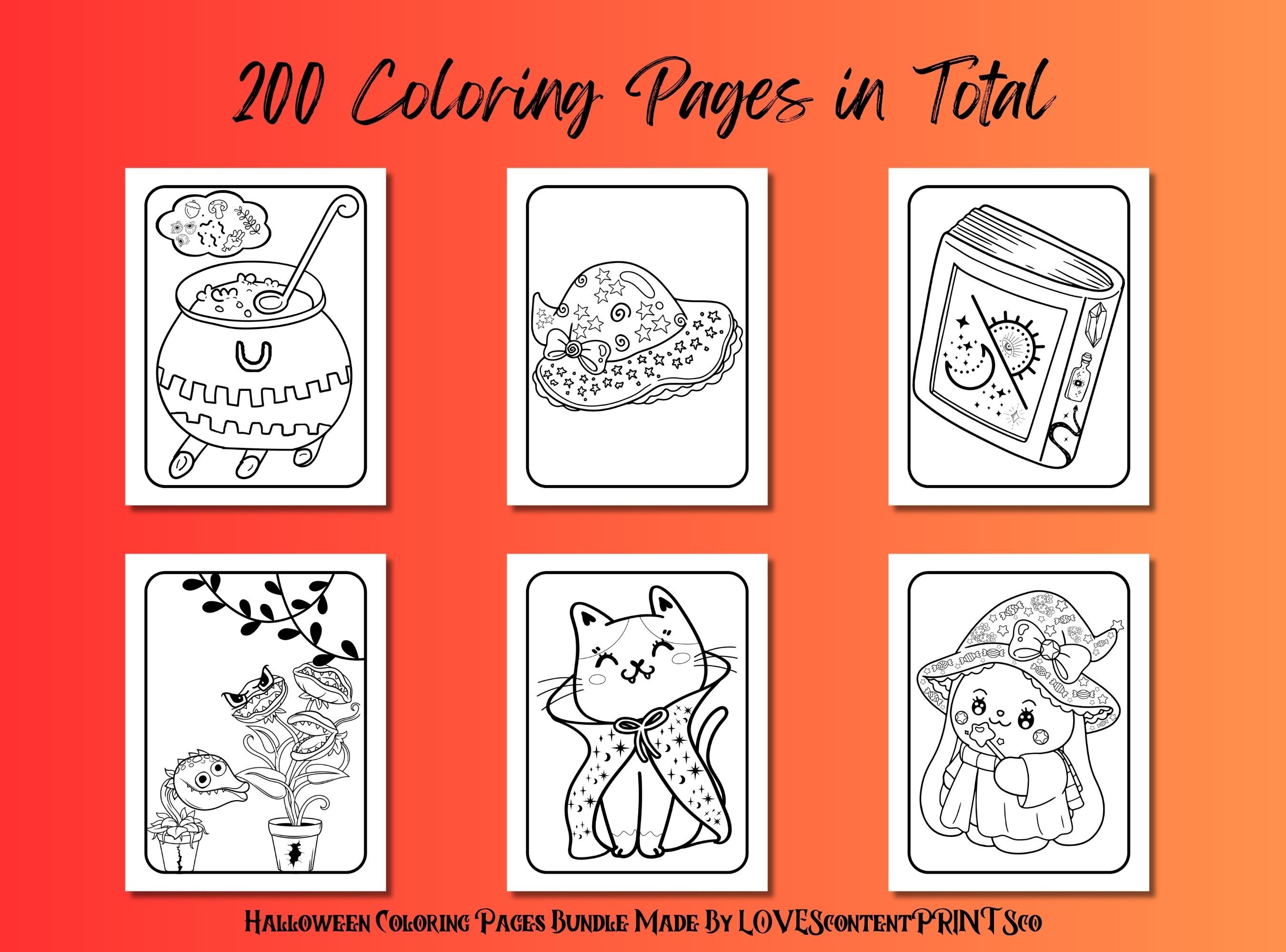 Halloween Coloring Pages Bundle, All Age, Fun Collection, Artistic ...
