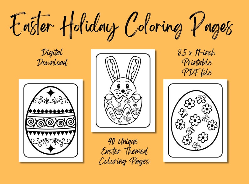 Easter Egg Hunt Coloring Pages, Print at Home, Kids Easter Holiday ...