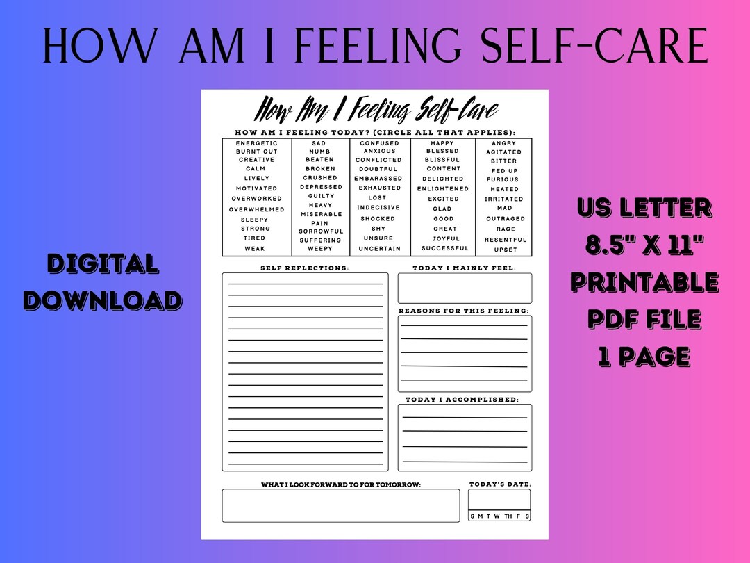 How Am I Feeling Self Care, Mental Wellness Notes, Emotional Awareness ...