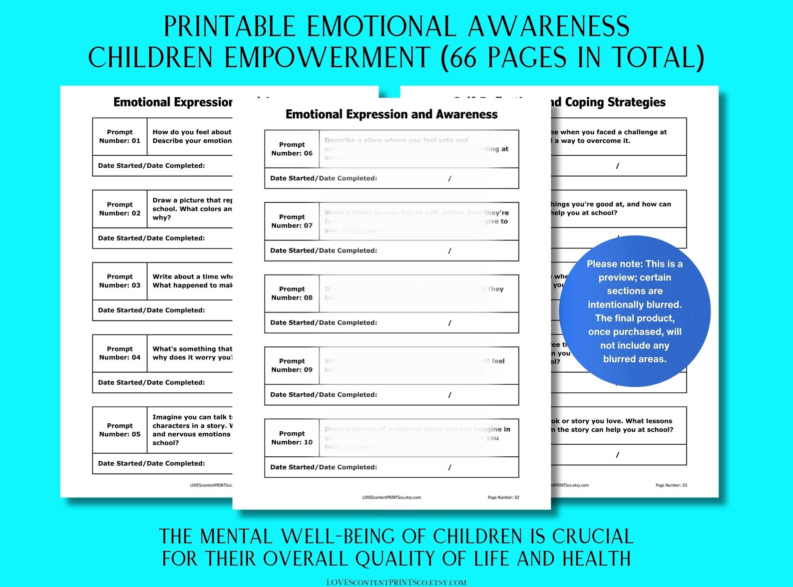 Kids' Journal Writing Prompts, Back to School, Emotional Awareness (PDF ...