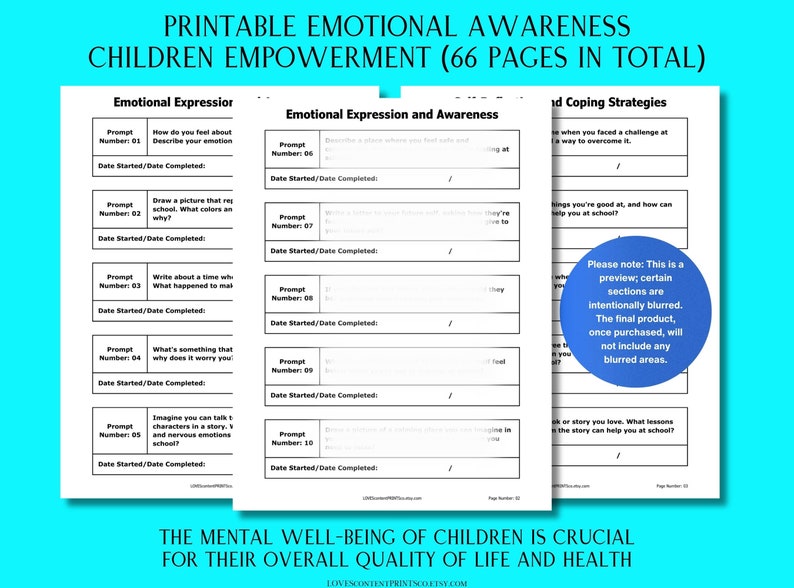 Kids' Journal Writing Prompts, Back to School, Emotional Awareness (PDF ...