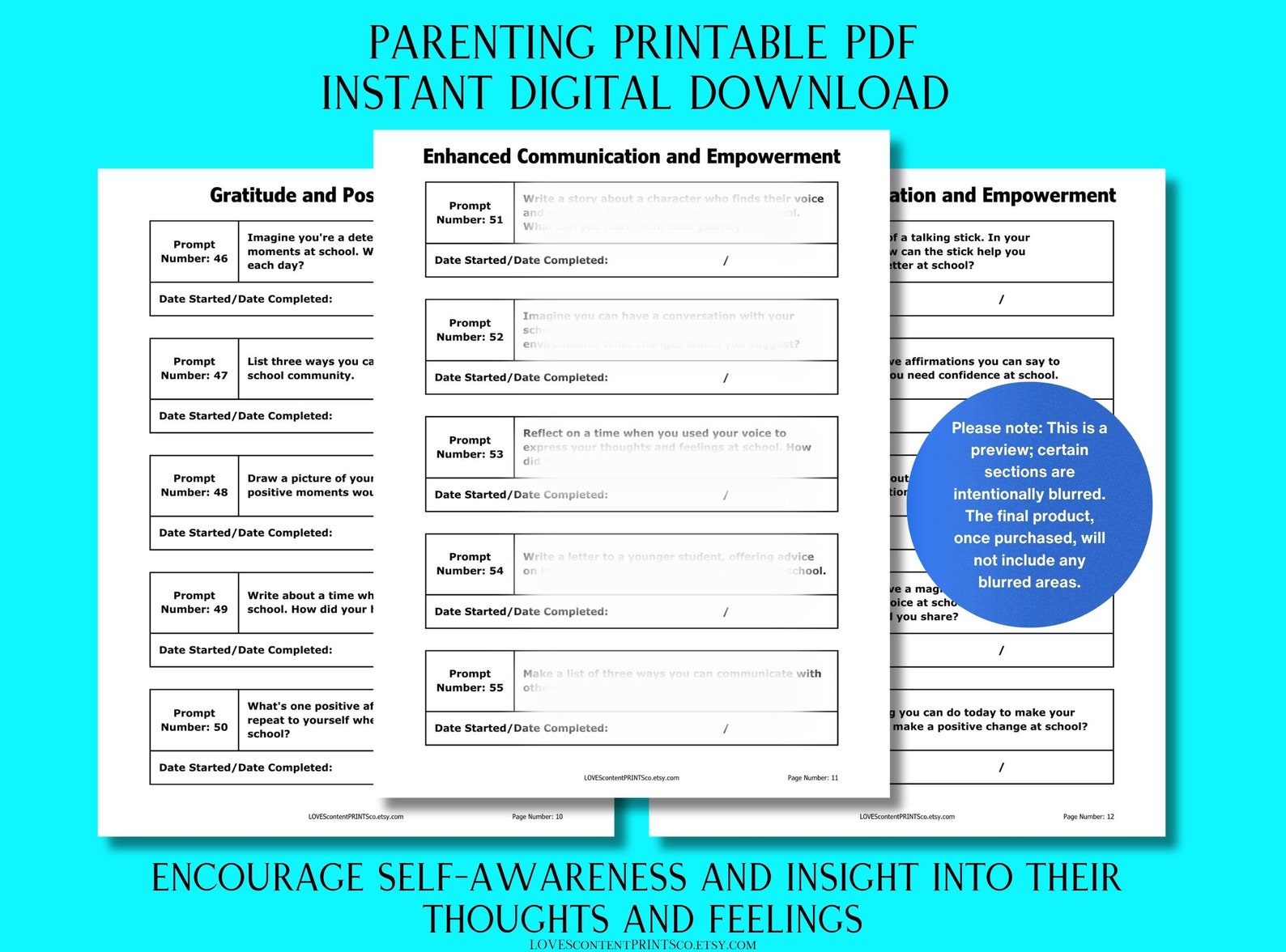 Kids' Journal Writing Prompts, Back to School, Emotional Awareness (PDF ...