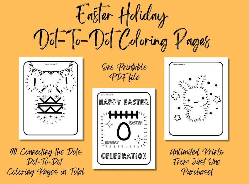 Easter Dot-to-dot Coloring Pages, Kids Activity (printable PDF) - Etsy
