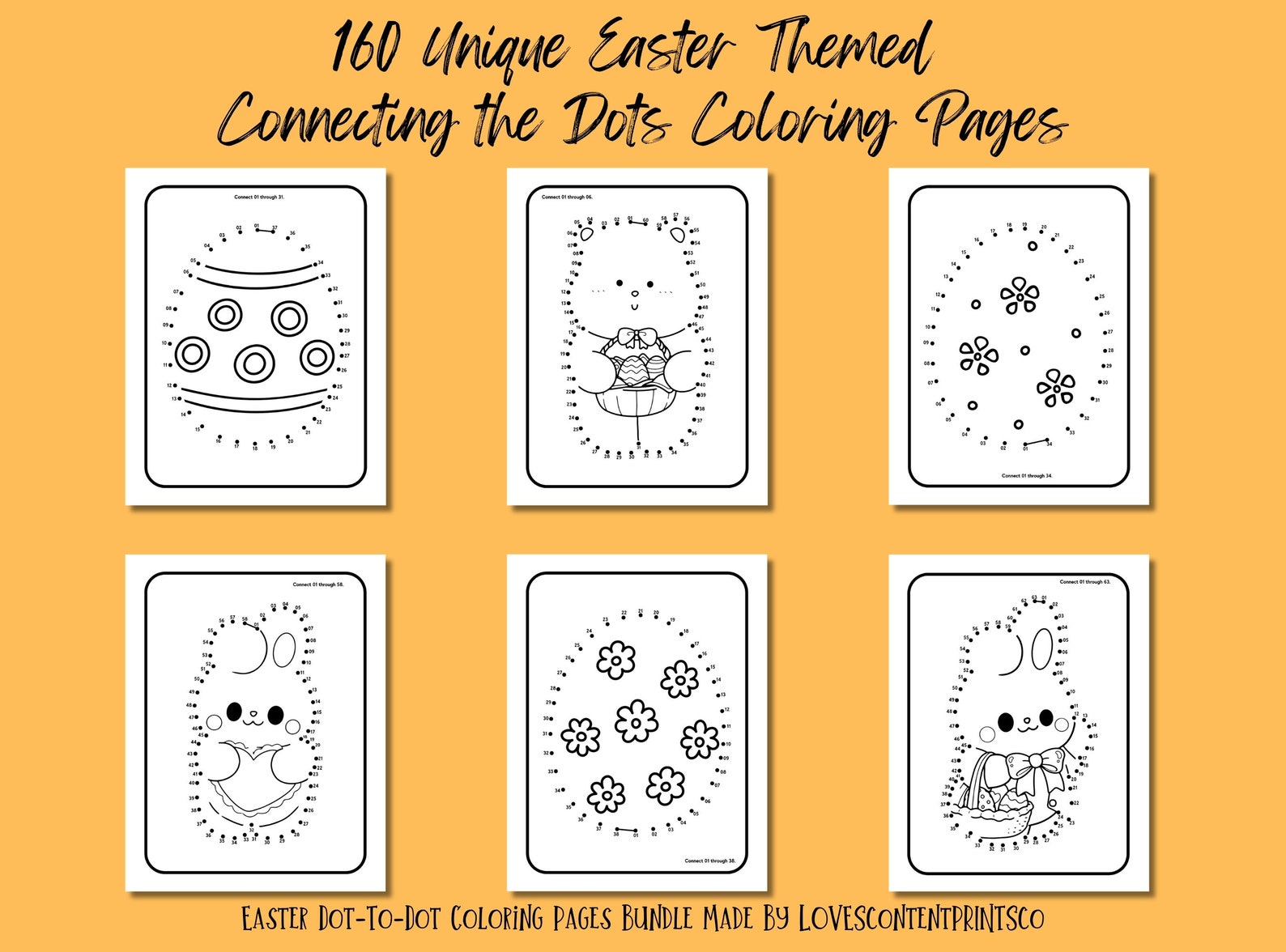 Easter Dot to Dot Coloring Pages Bundle, Practice Counting Numbers, 160 ...
