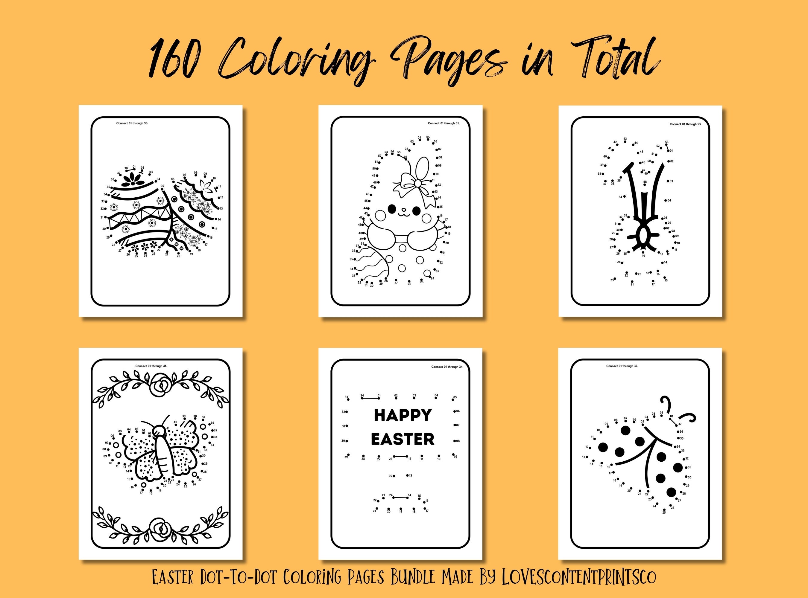 Easter Dot to Dot Coloring Pages Bundle, Practice Counting Numbers, 160 ...