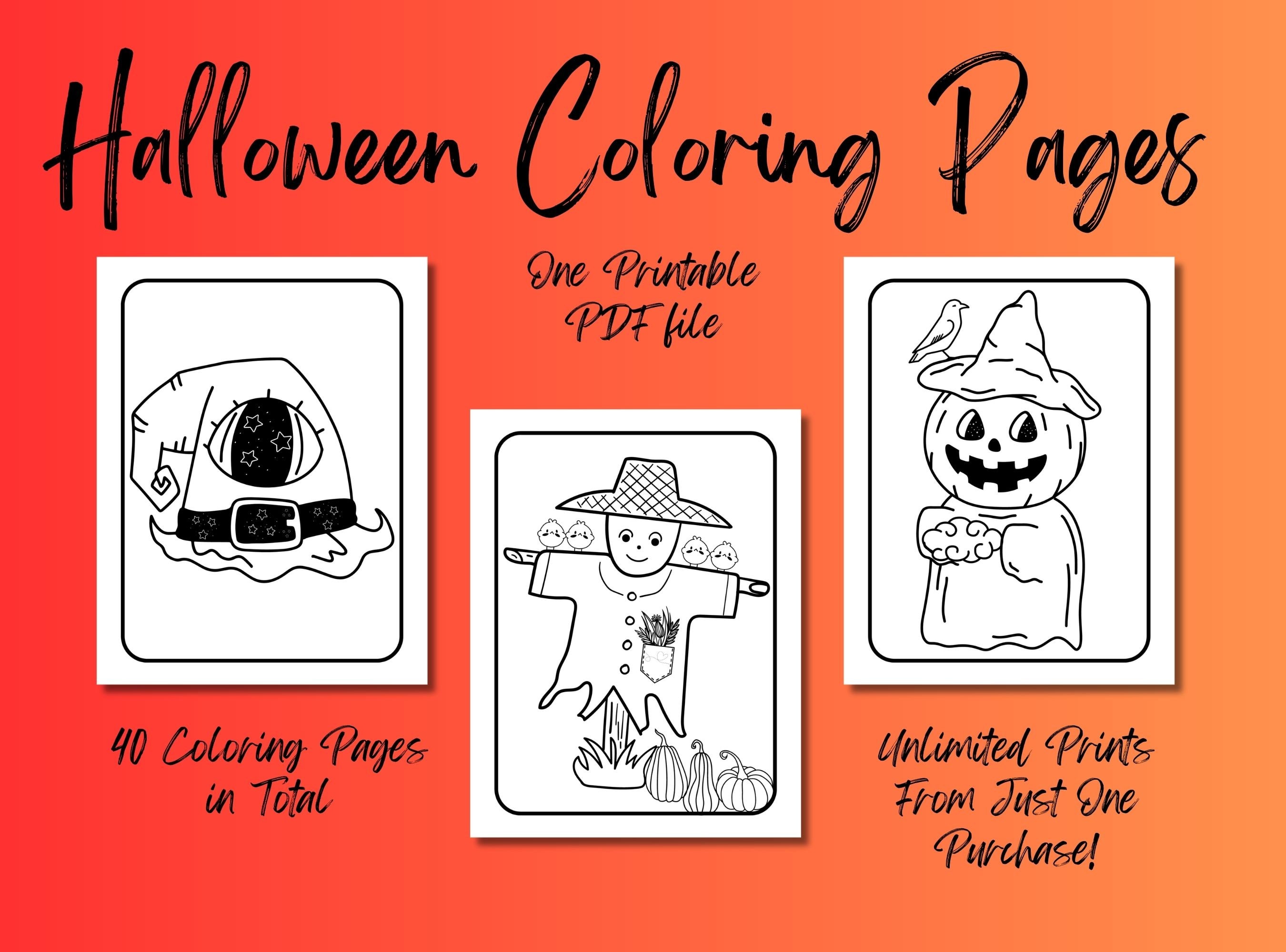 Enchanting Halloween Coloring, Printable Art Therapy Forms, Halloween ...