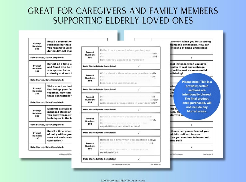 Guided Prompts for Elderly Seniors Emotional Well Being, Printable ...
