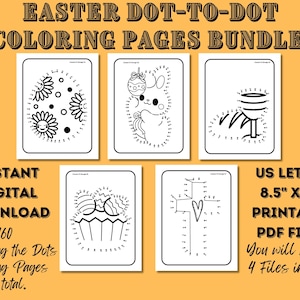 Easter Dot to Dot Coloring Pages Bundle, Practice Counting Numbers, 160 ...