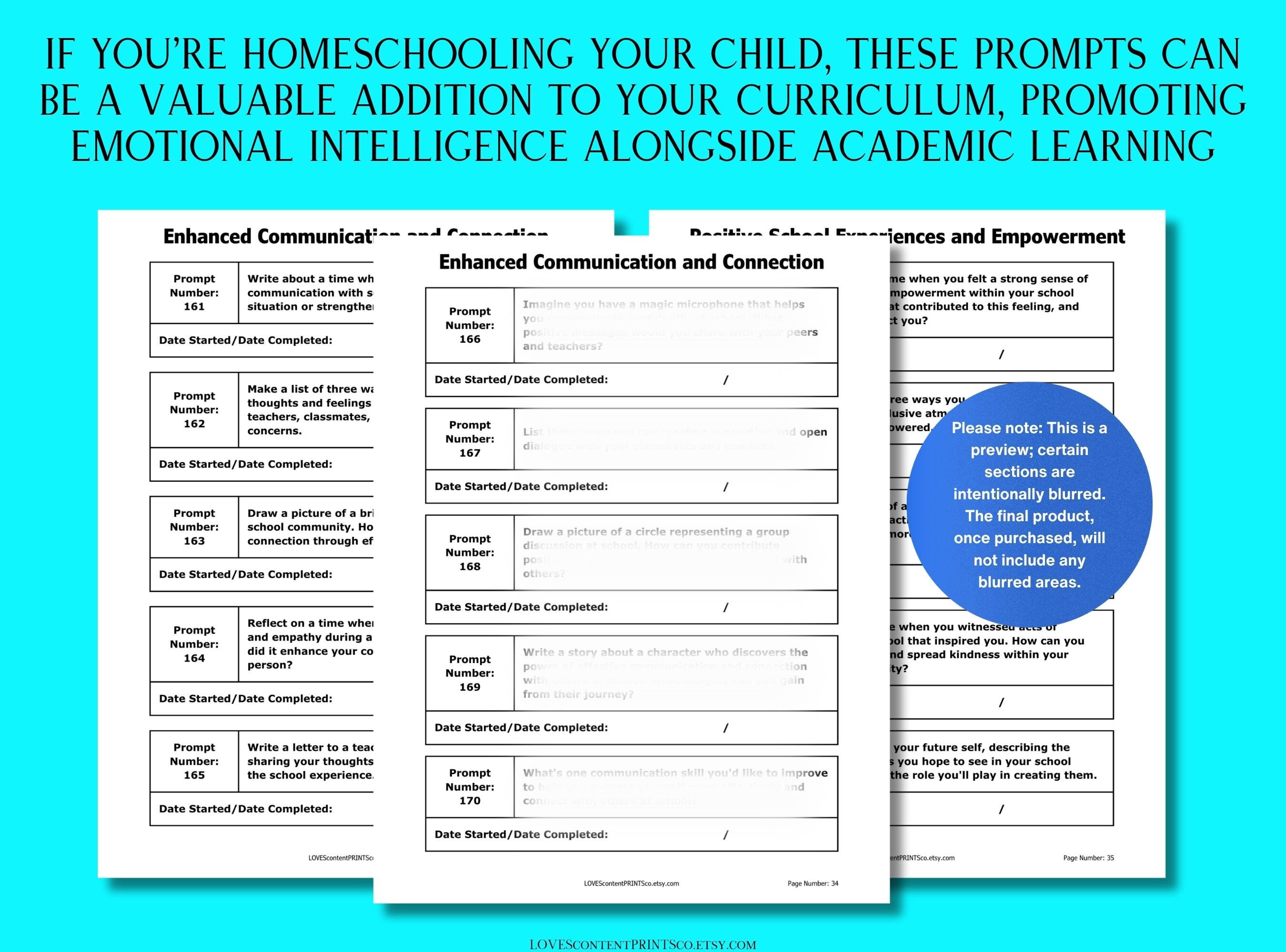 Journal Writing Prompts for Kids Back to School, Printable Emotional ...