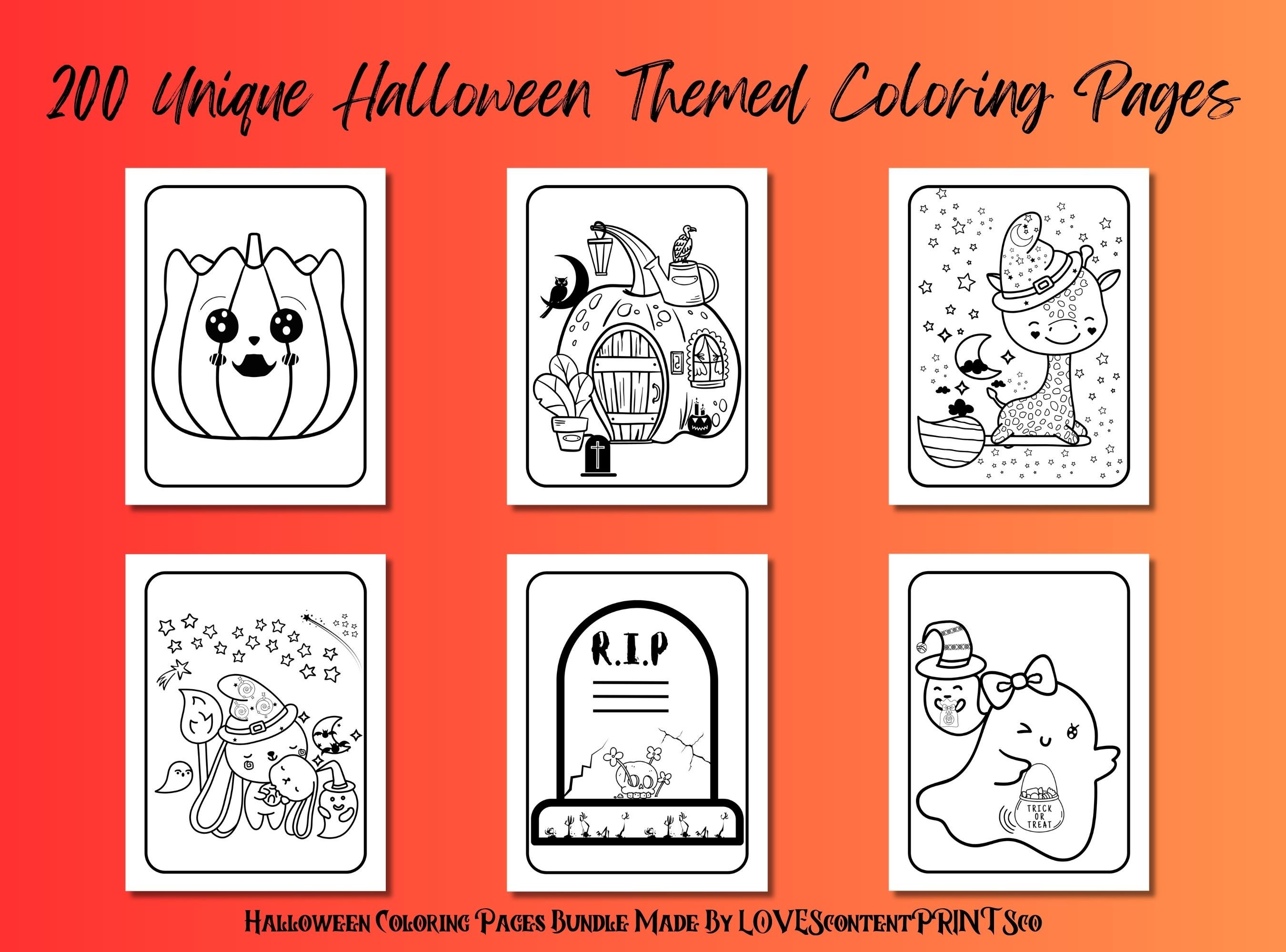Halloween Coloring Pages Bundle, All Age, Fun Collection, Artistic ...