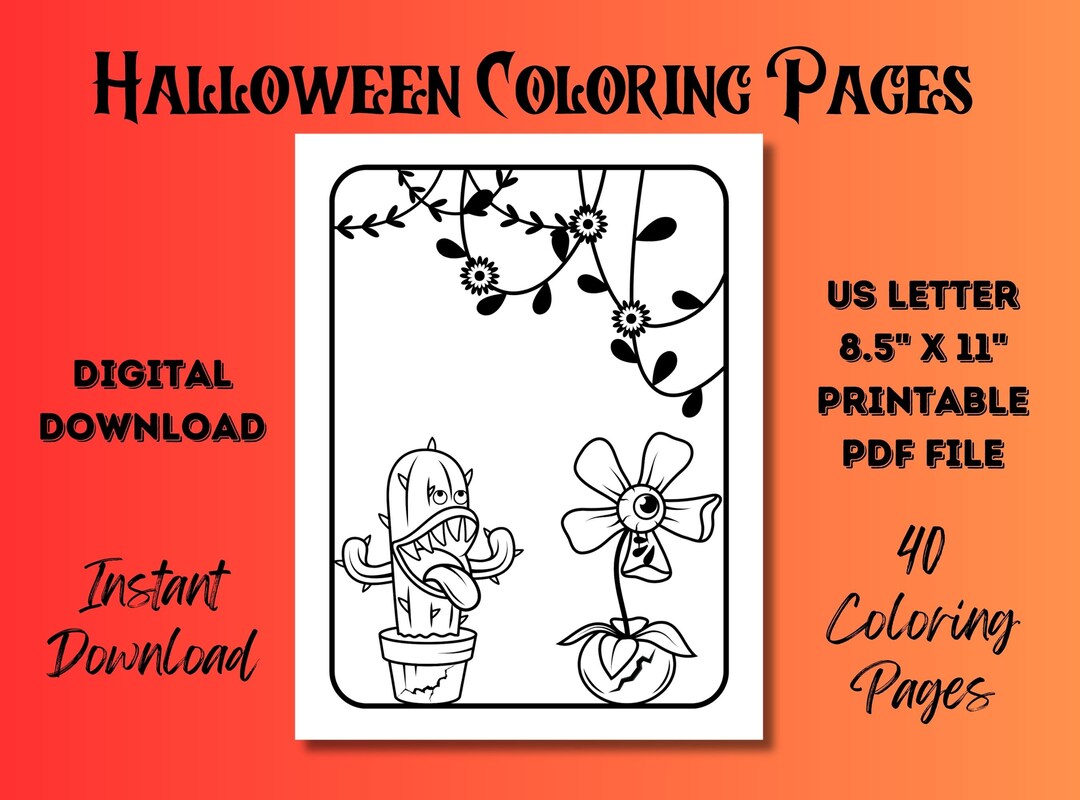 Cute Creepy Halloween Coloring Pages, 40 Printable Designs (PDF ...